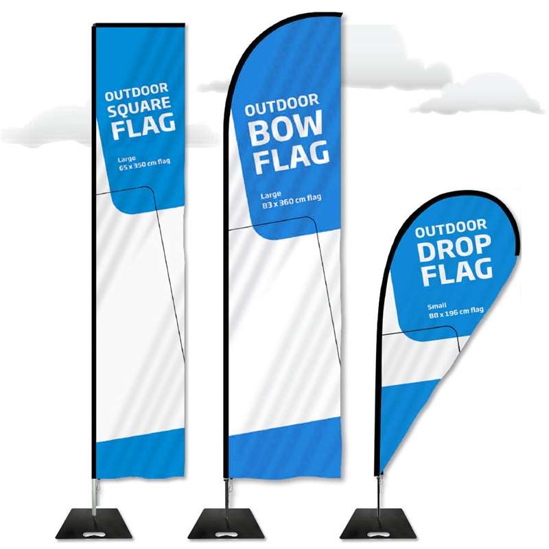 Beachflag, Outdoor Drop Flag, Large, inkl. flag og Sort Flag Base ...