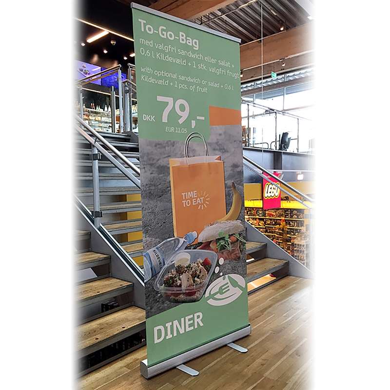 Budget Roll-up kassette, enkeltsidet, alu/sølv, 80 cm | Displaylager.dk